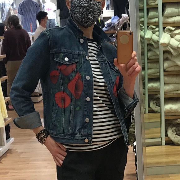GAP | Jackets & Coats | Poppies Hand Painted Denim Gap Icon Jacket Nwt ...